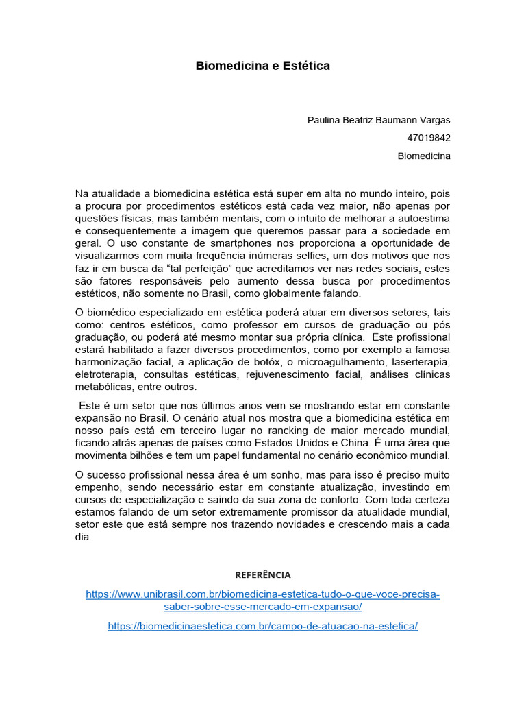 Biomedicina e Estética - Paper | PDF