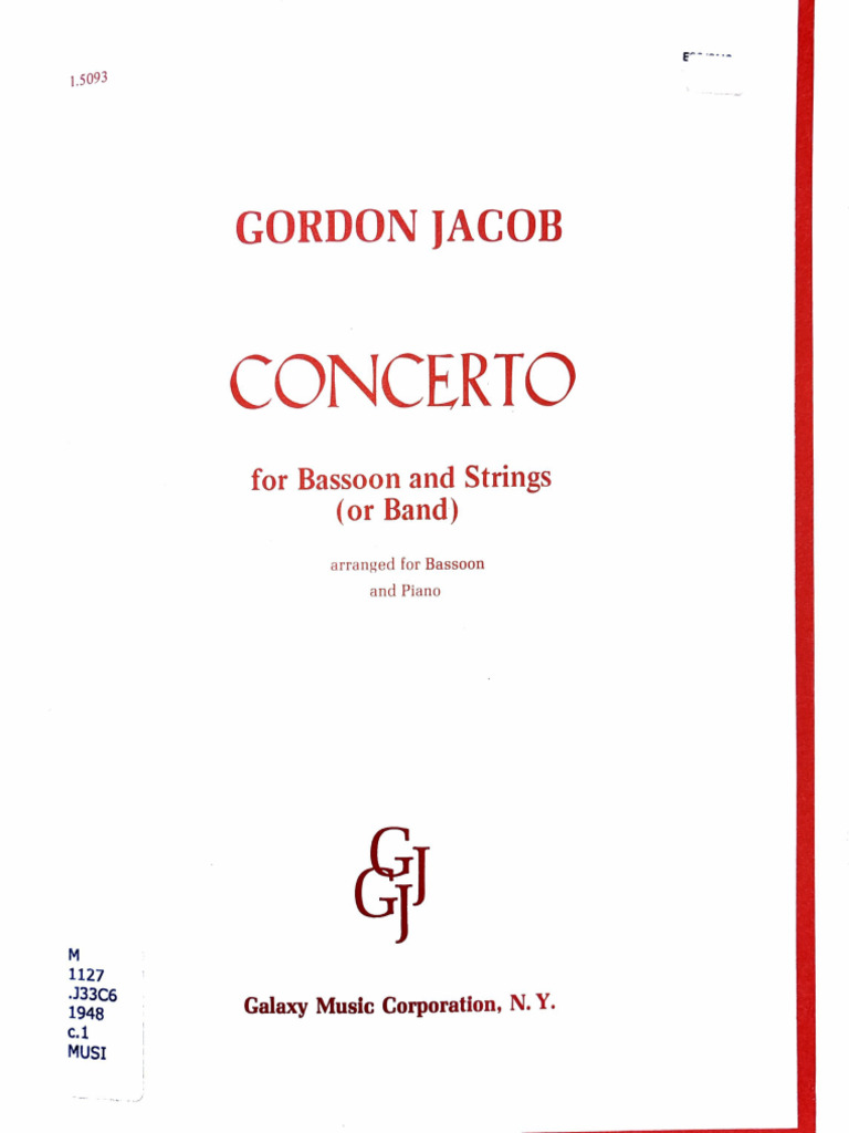 Gordon Jacob Bassoon Concerto Pno 2 | PDF