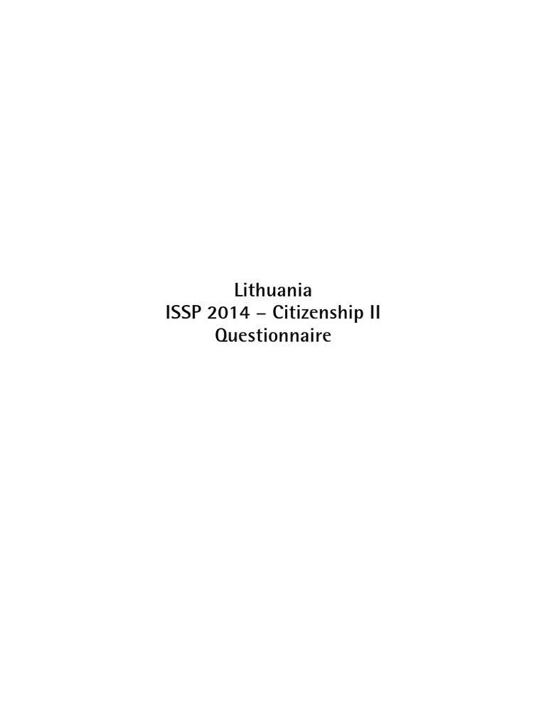Lithuania ISSP 2014 - Citizenship II Questionnaire | PDF