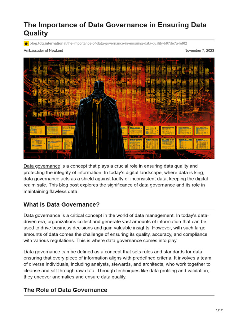 Importance of Data Governance Explained | PDF | Governance | Data Quality
