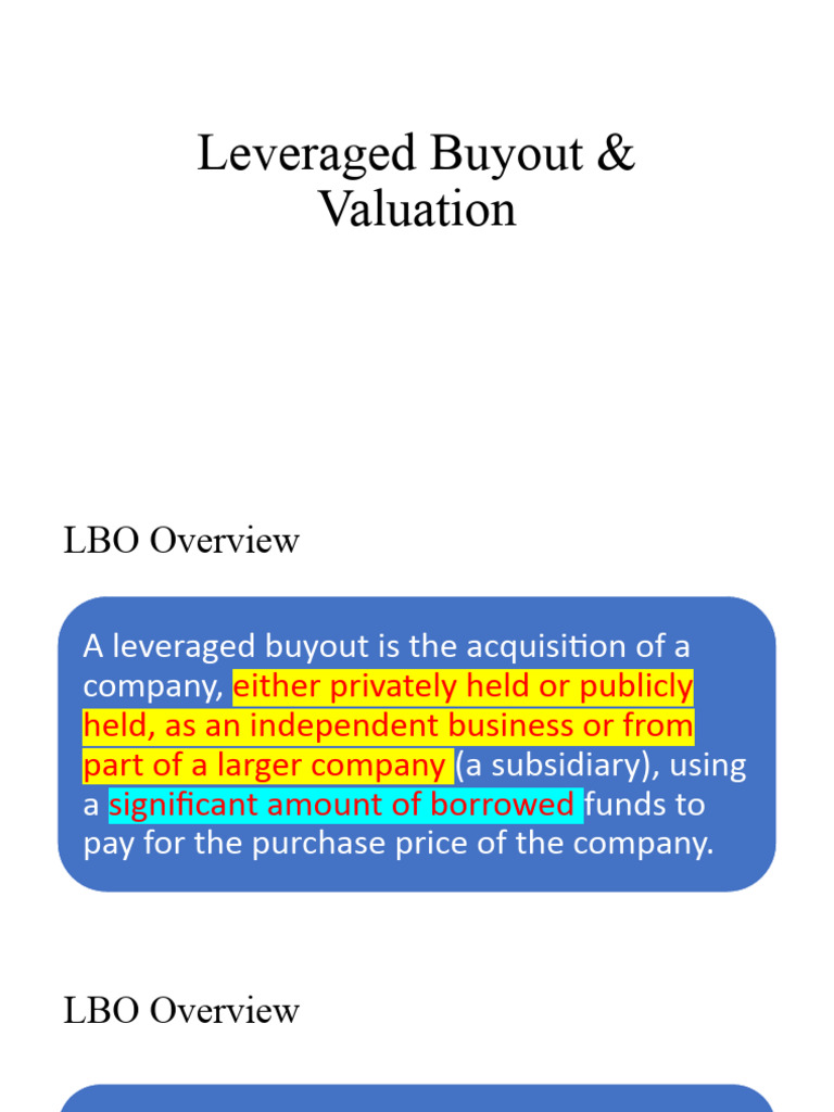 Leveraged Buyout & Valuation | Download Free PDF | Leveraged Buyout ...