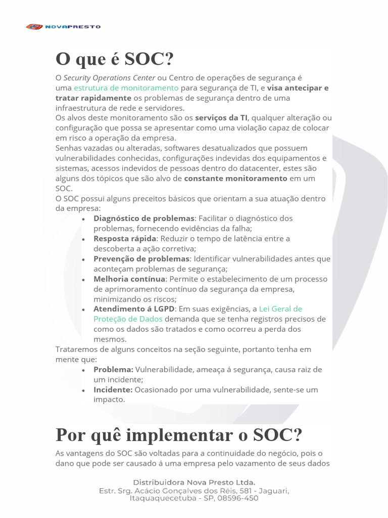 O que é SOC | PDF | Segurança de computadores | Segurança