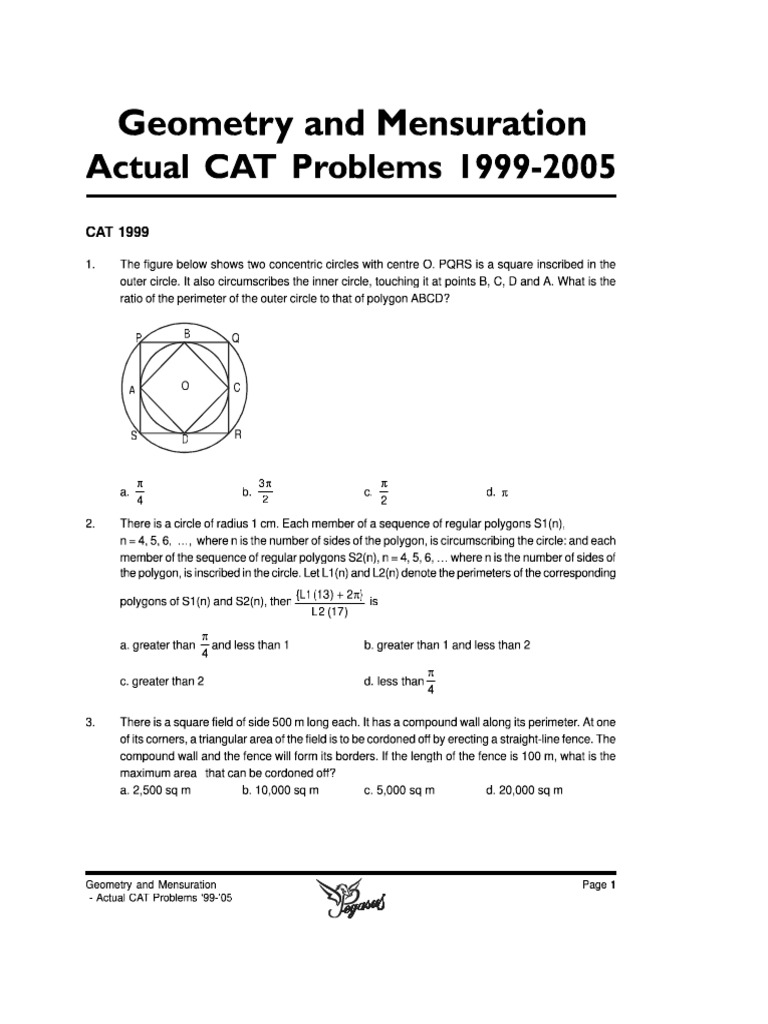Geometry - Mensuration (1999-2005) | PDF