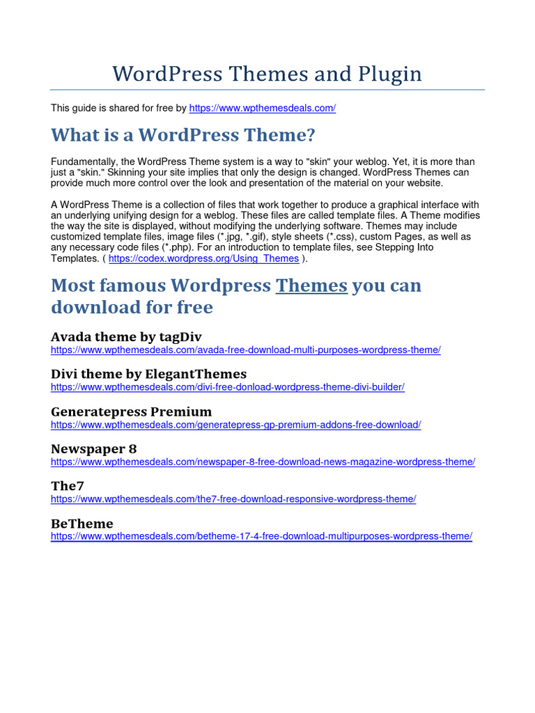 WordPress Themes Plugins | PDF | Word Press | System Software