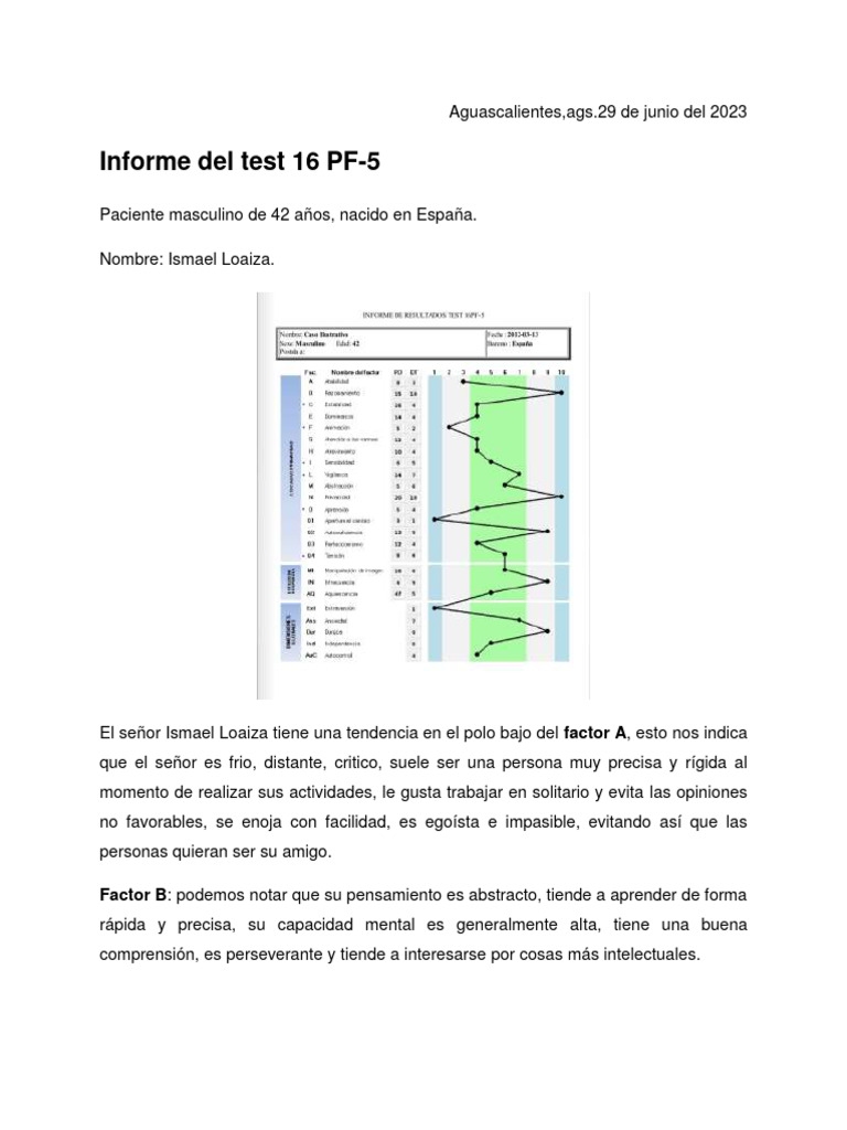 Interpretacion 16 PF-5 | PDF | Sicología | Ciencias del comportamiento