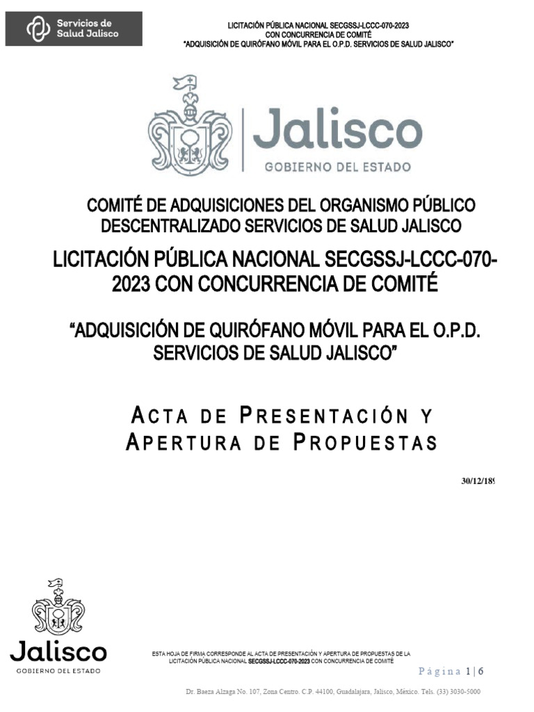 Apertura - Secgssj LCCC 070 2023 | PDF