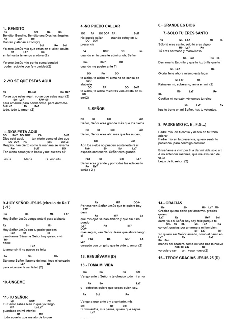 CANTOS DEL SANTISIMO carta (2) | PDF