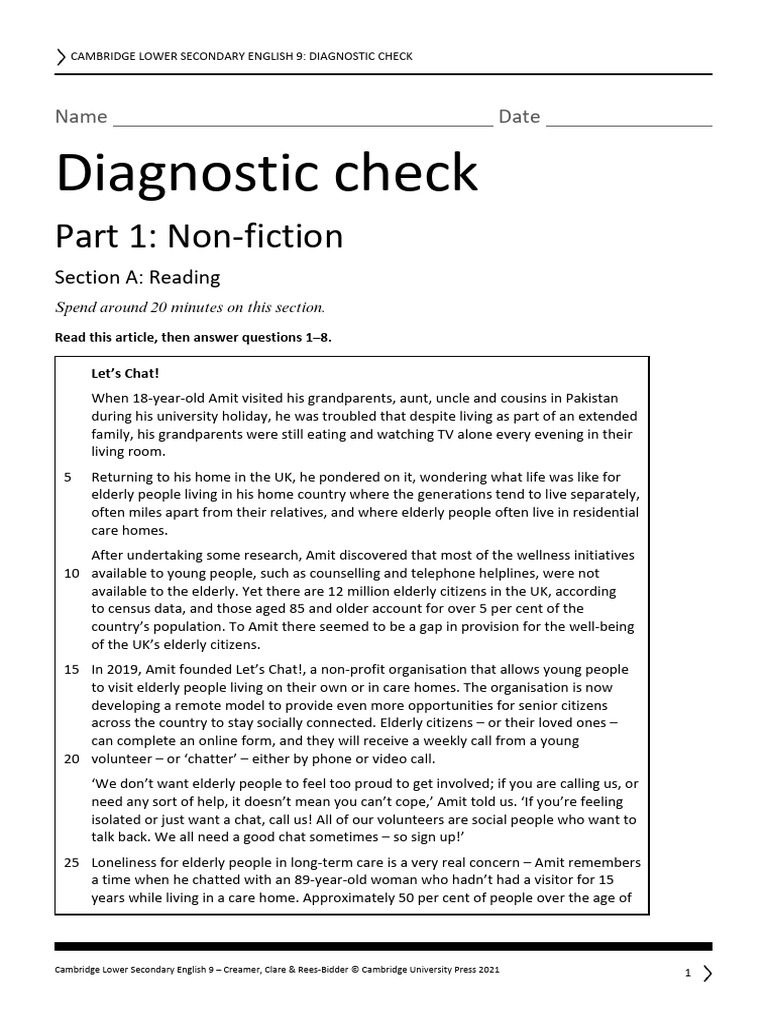 LS English 9 Diagnostic Check | PDF | Old Age | Grandparent
