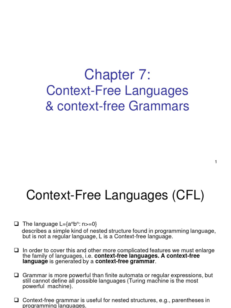 chapter-7-Context-Free Languages | PDF | Linguistics | Mathematical Logic