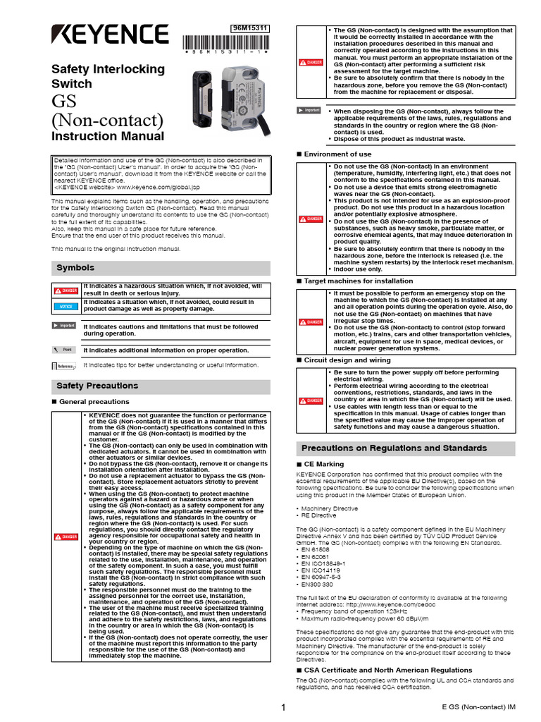 Sensor Keyence | PDF | Power Supply | Electricity