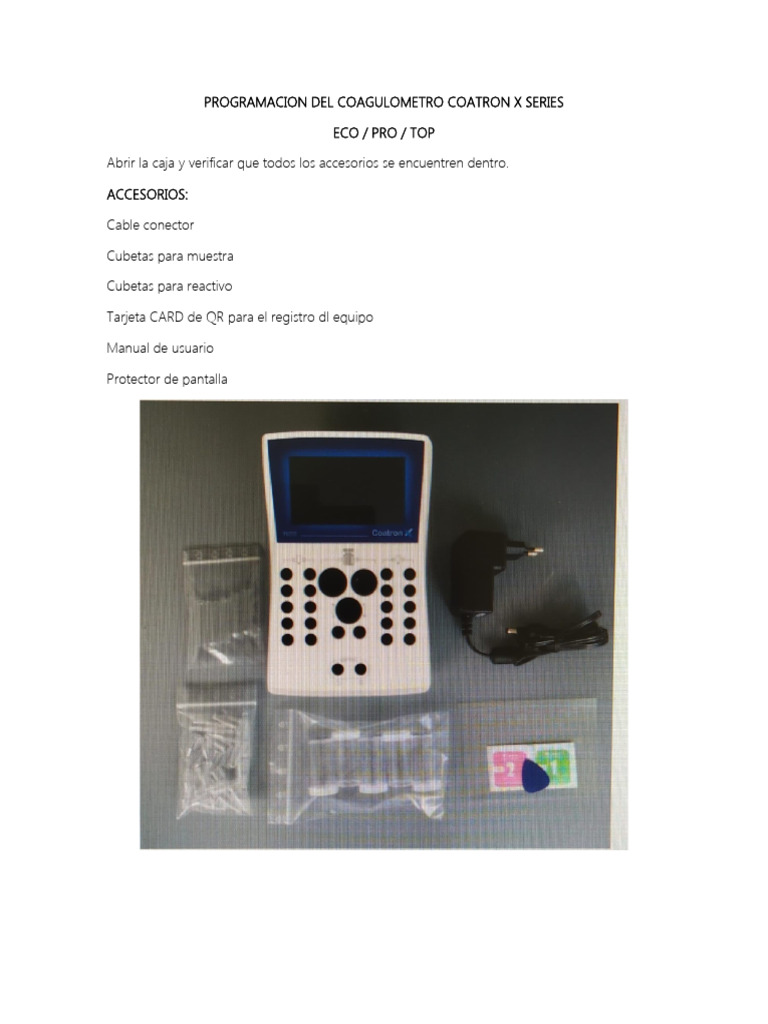 PROGRAMACION DEL COAGULOMETRO COATRON X SERIES | PDF | Ciencias de la ...