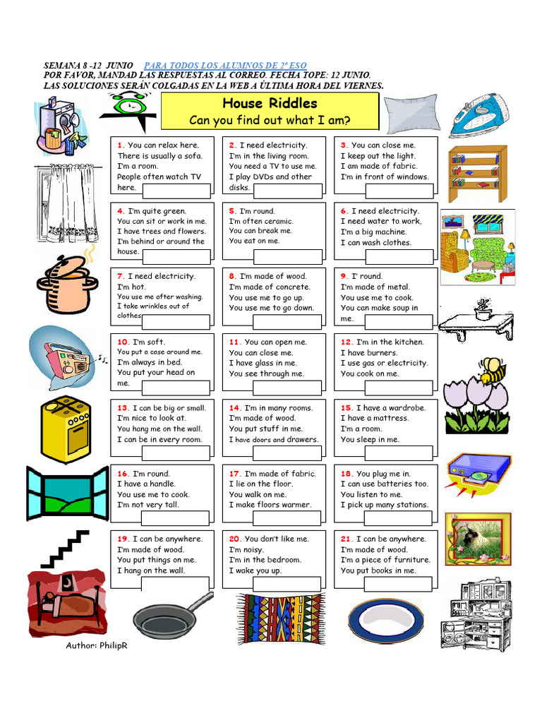 Semana 8 12 June Riddles | PDF | Bedroom | Interior Design