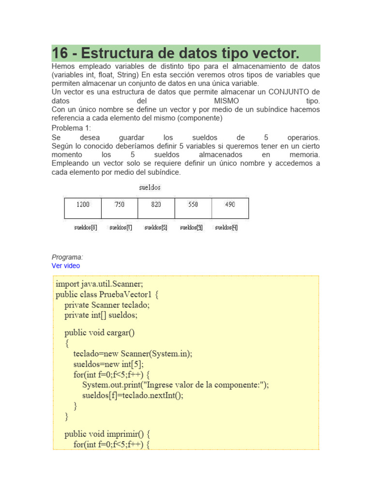 16 - Estructura de Datos Tipo Vector Proyect | PDF | Ingeniería ...
