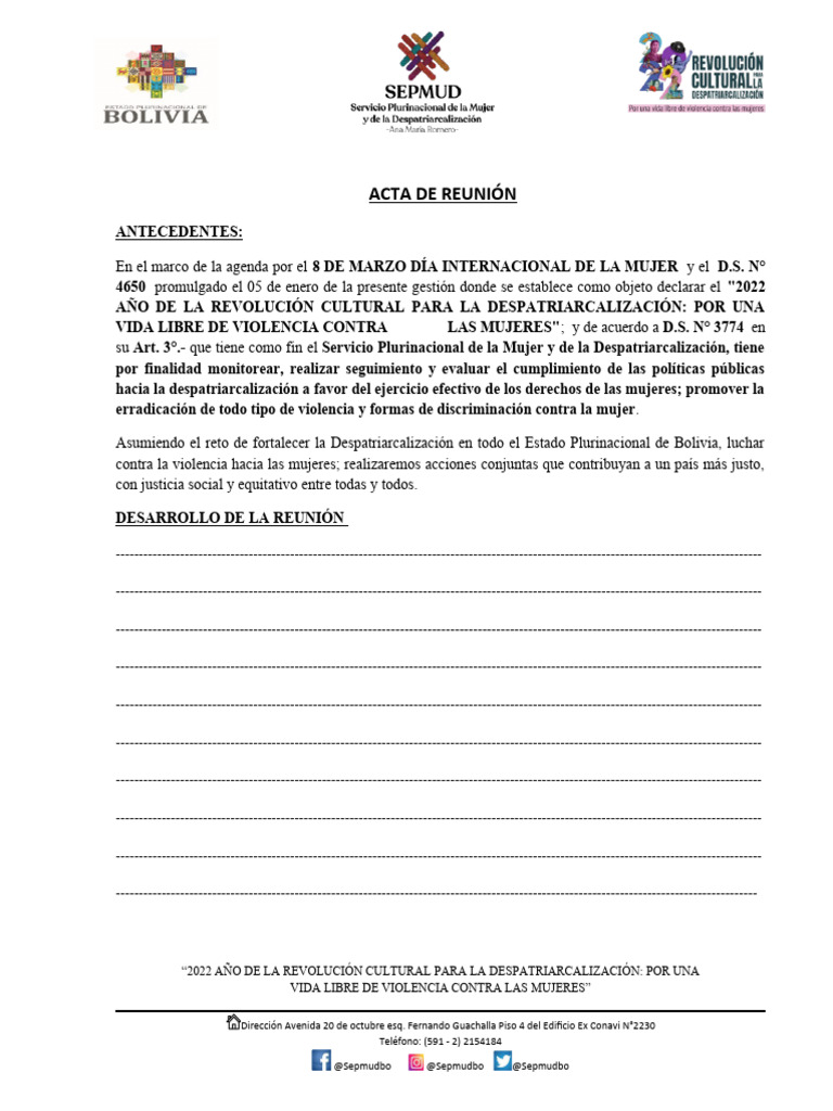 Acta Original Reuniones | PDF | Derechos | Género