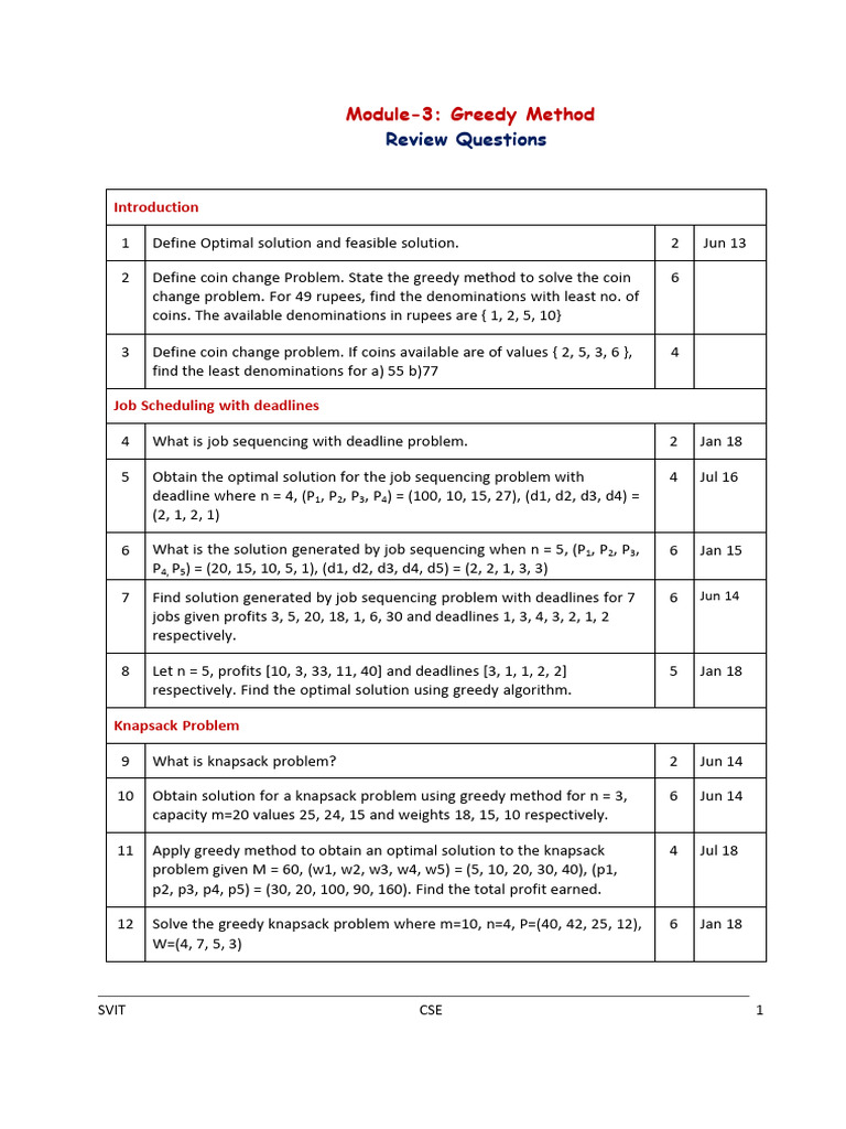 21CS42 Daa m3 Questions | PDF | Theoretical Computer Science ...