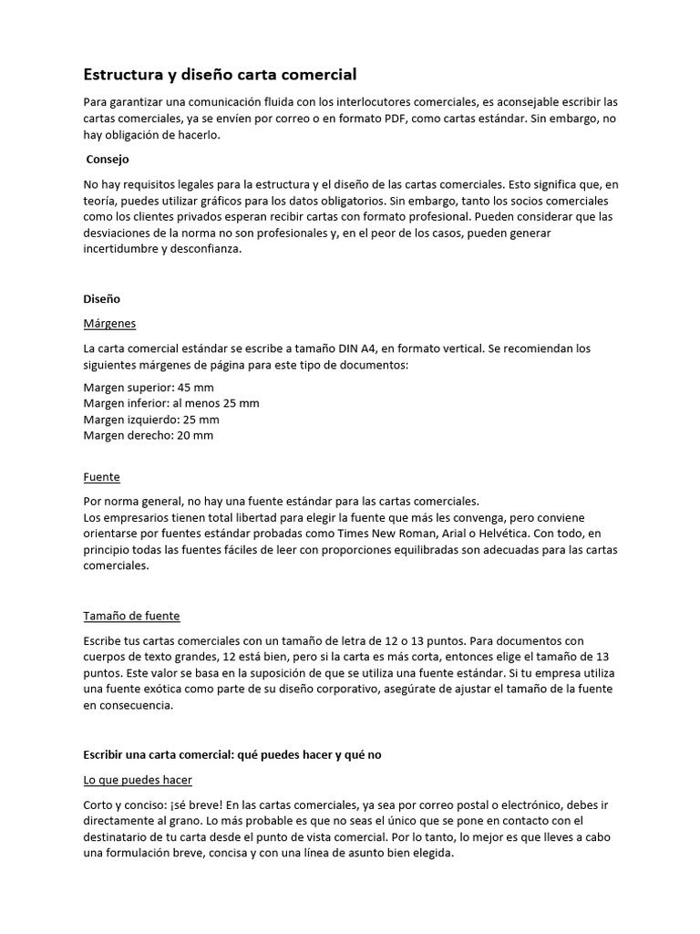 Estructura y Diseño de La Carta Comercial | PDF | Crecimiento personal ...