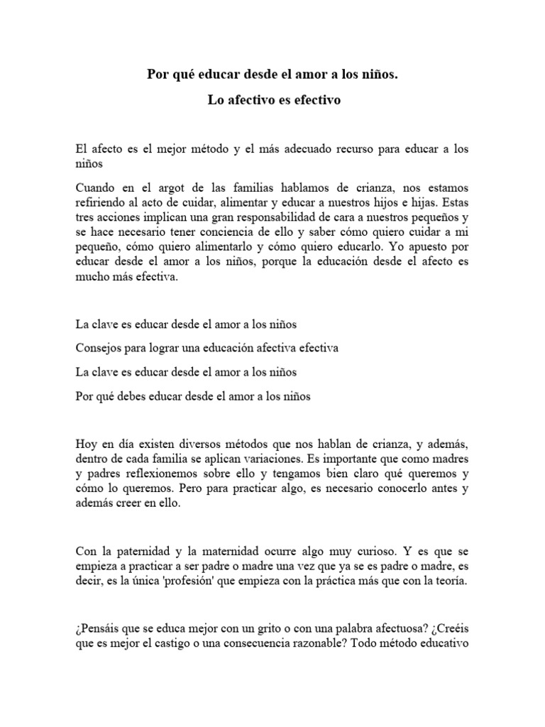 Por Qué Educar Desde El Amor A Los Niños Pdf Amor Las Emociones