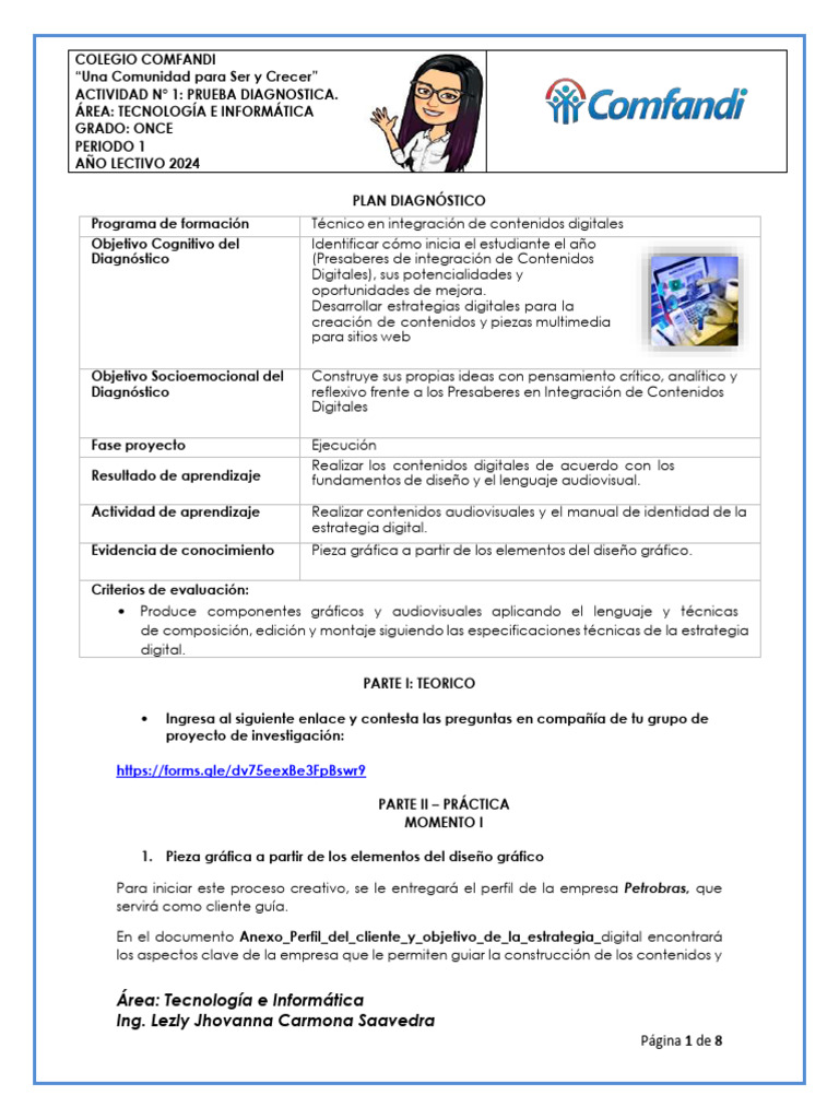 Actividad Diagnóstica Tecnologia e Informatica - 11° Santillana | PDF | Diseño gráfico | Publicidad