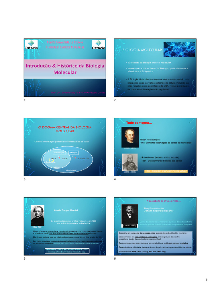 Aula 01 - Hist Rico Da Biologia Molecular | PDF | Gene | DNA