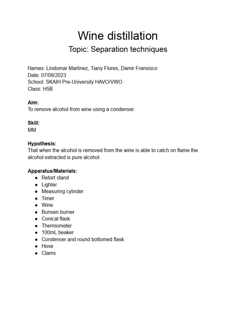 Wine Distillation Chem SBA | PDF | Ethanol | Distillation