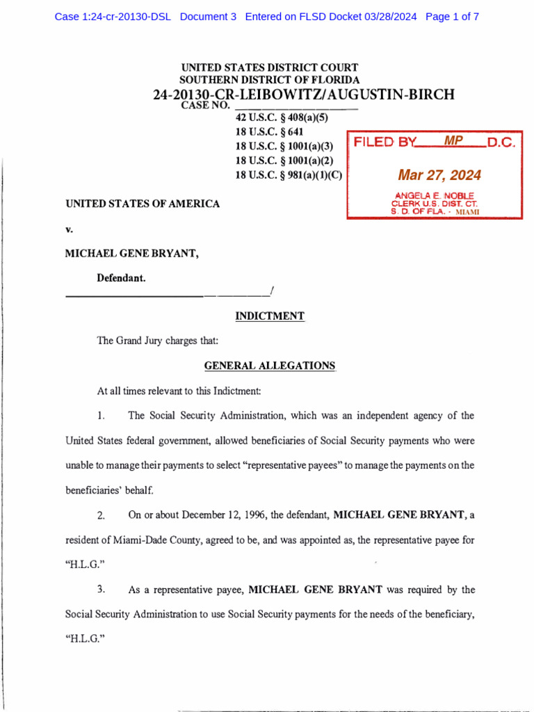 Bryant indictment | PDF | Title 18 Of The United States Code | Making ...
