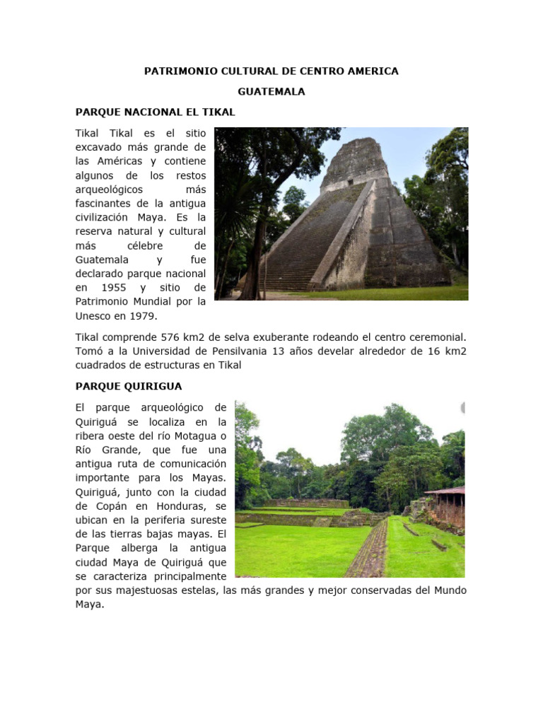 Patrimonio Cultural de Centroamérica | PDF | Civilización maya