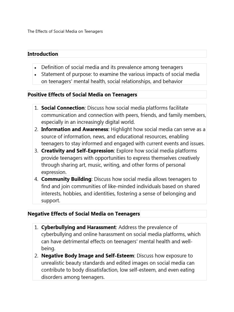 The Effects of Social Media On Teenagers | PDF | Social Media | Popular ...