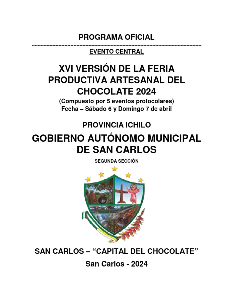Plan Programa General-Xvi Feria Productiva Artesanal Del Chocolate-Fghq ...