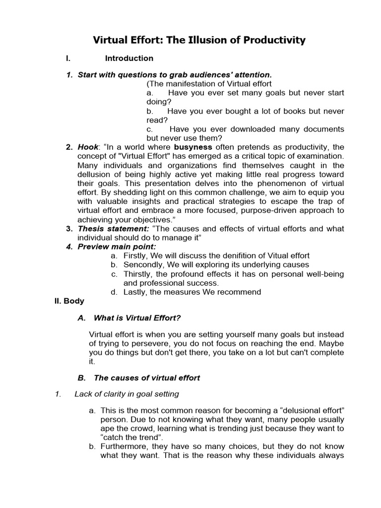 Virtual Effort: The Illusion of Productivity: 1. Start With Questions To Grab Audiences ...
