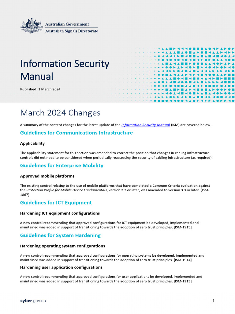 ISM March 2024 Changes (March 2024) | PDF | Computer Science | Security