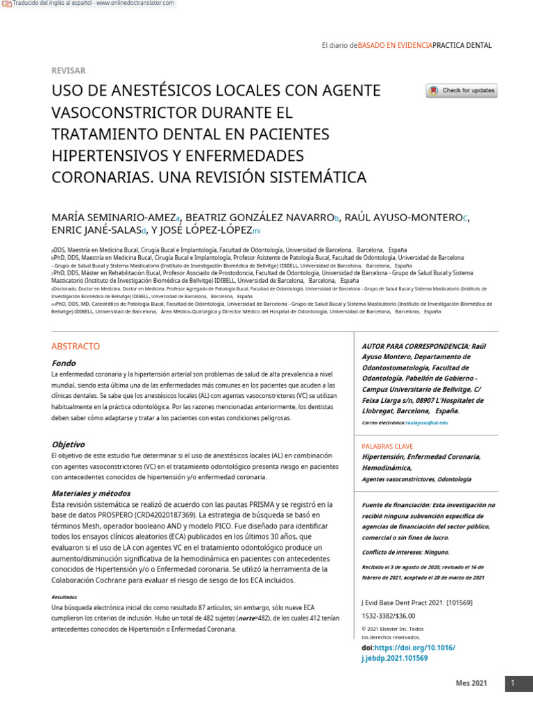 Use of Local Anesthetics With A Vasoconstrictor Agent During Dental ...
