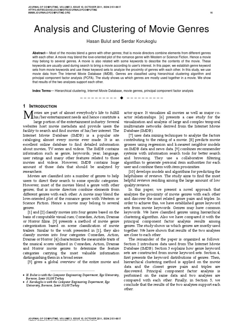 Analysis and Clustering of Movie Genres | Download Free PDF | Search ...