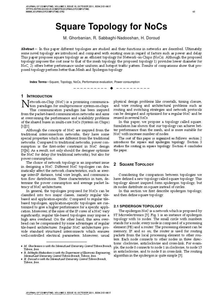 Square Topology For NoCs | PDF | Network Topology | Routing