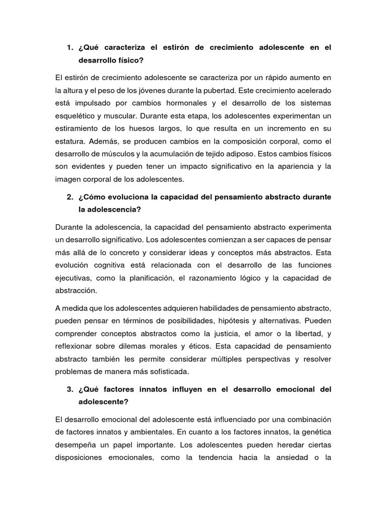 Qué Caracteriza El Estirón de Crecimiento Adolescente en El Desarrollo ...