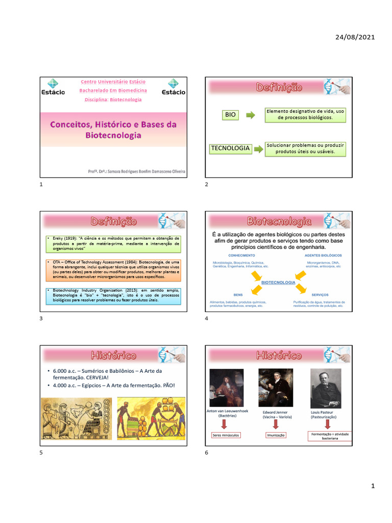 Aula 01 Biotecnologia - Conceitos J Histo Rico e Base Da Biotecnologia | PDF | Biotecnologia ...