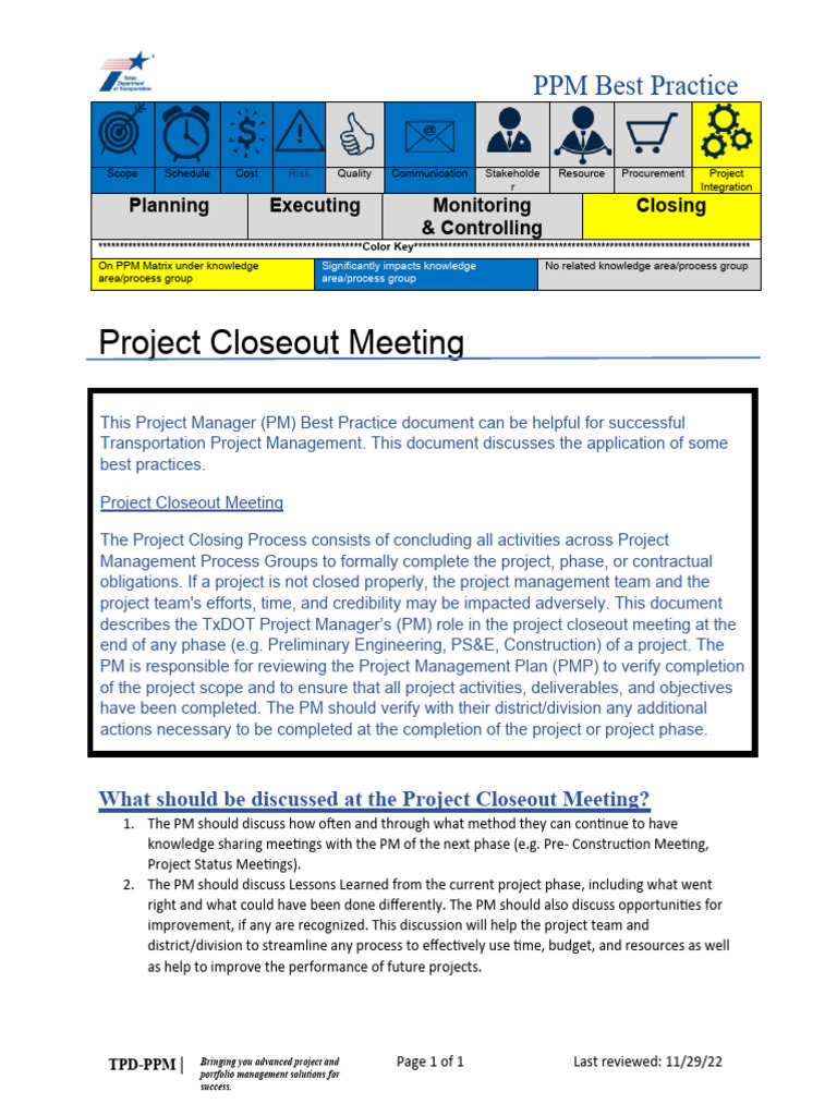 Project Closeout Meeting | PDF | Project Management | Business