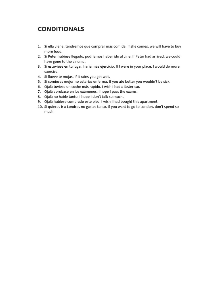 Conditionals Ejercicio | PDF