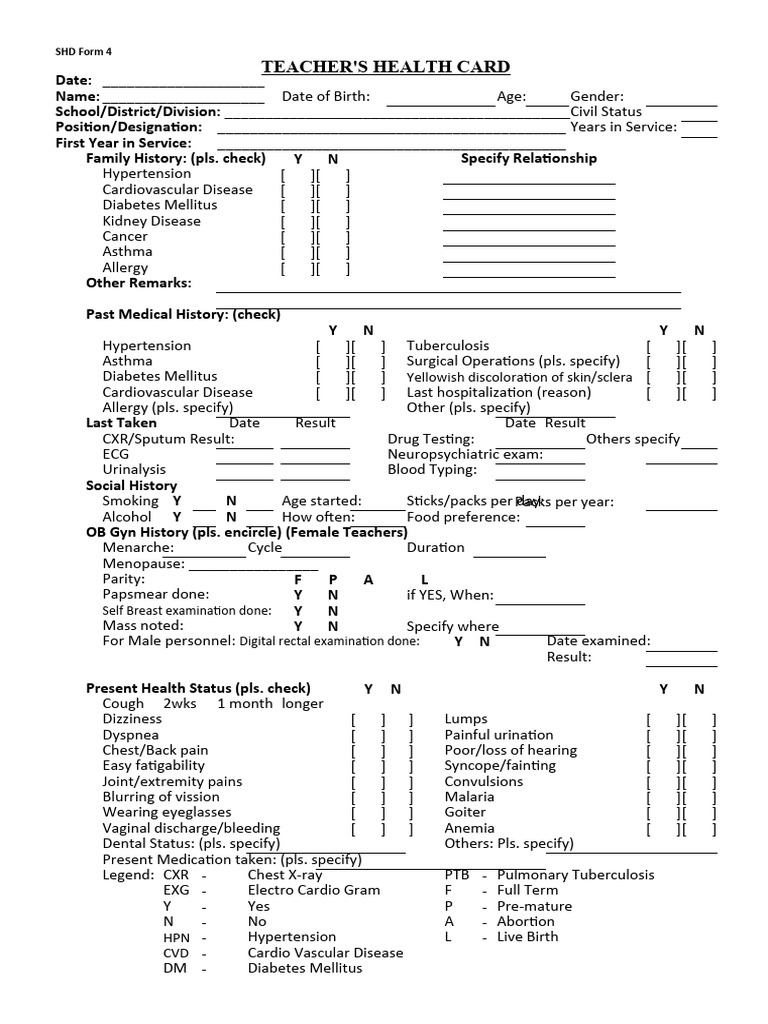 Teacher Health Examination Record | PDF | Cardiovascular Diseases ...