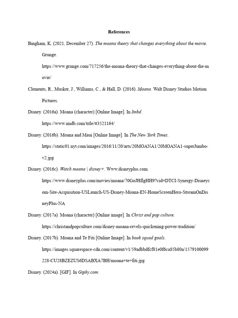 Mybib New Project Name-2 | PDF | Moana (2016 Film) | Walt Disney Animation Studios