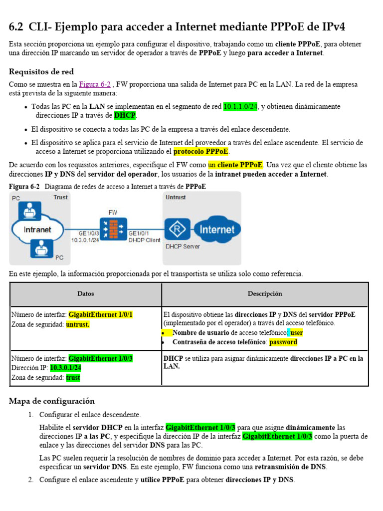 6.2 CLI - Ejemplo para Acceder A Internet Mediante PPPoE de IPv4 | PDF | Red de área amplia ...