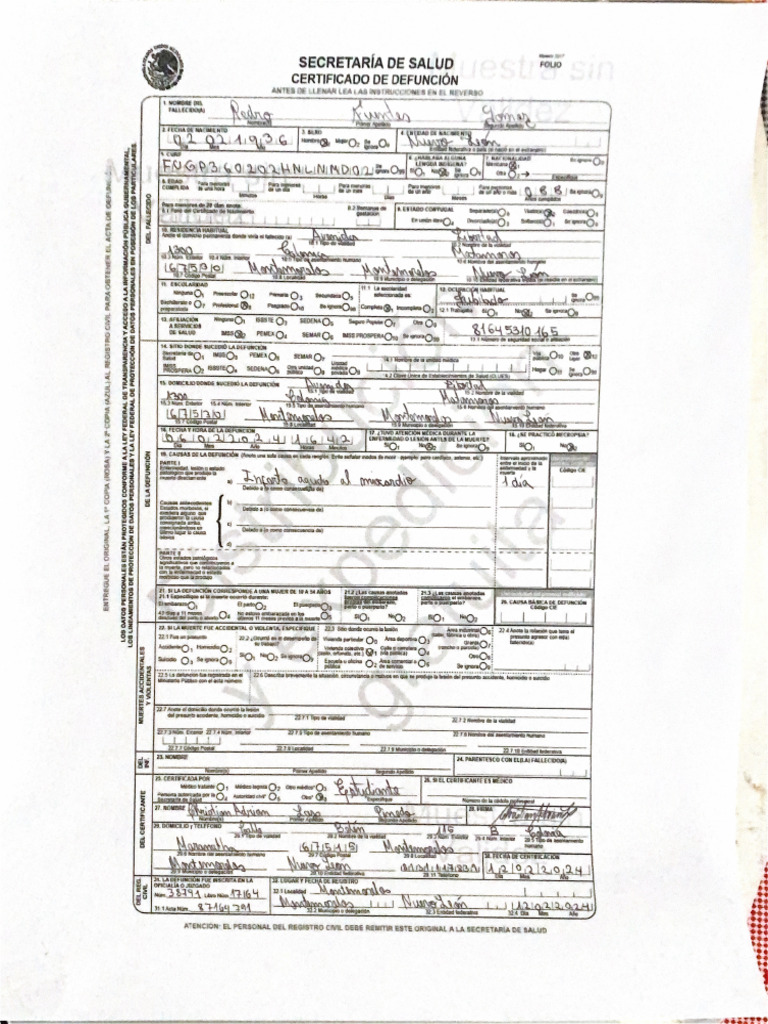 Certificado de Defunción | PDF