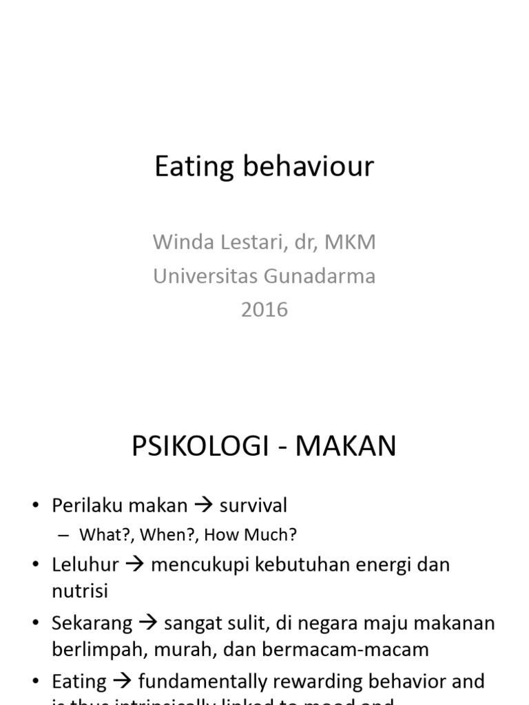 Lecture - 3 - Eating Behaviour | PDF | Dieting | Anorexia Nervosa