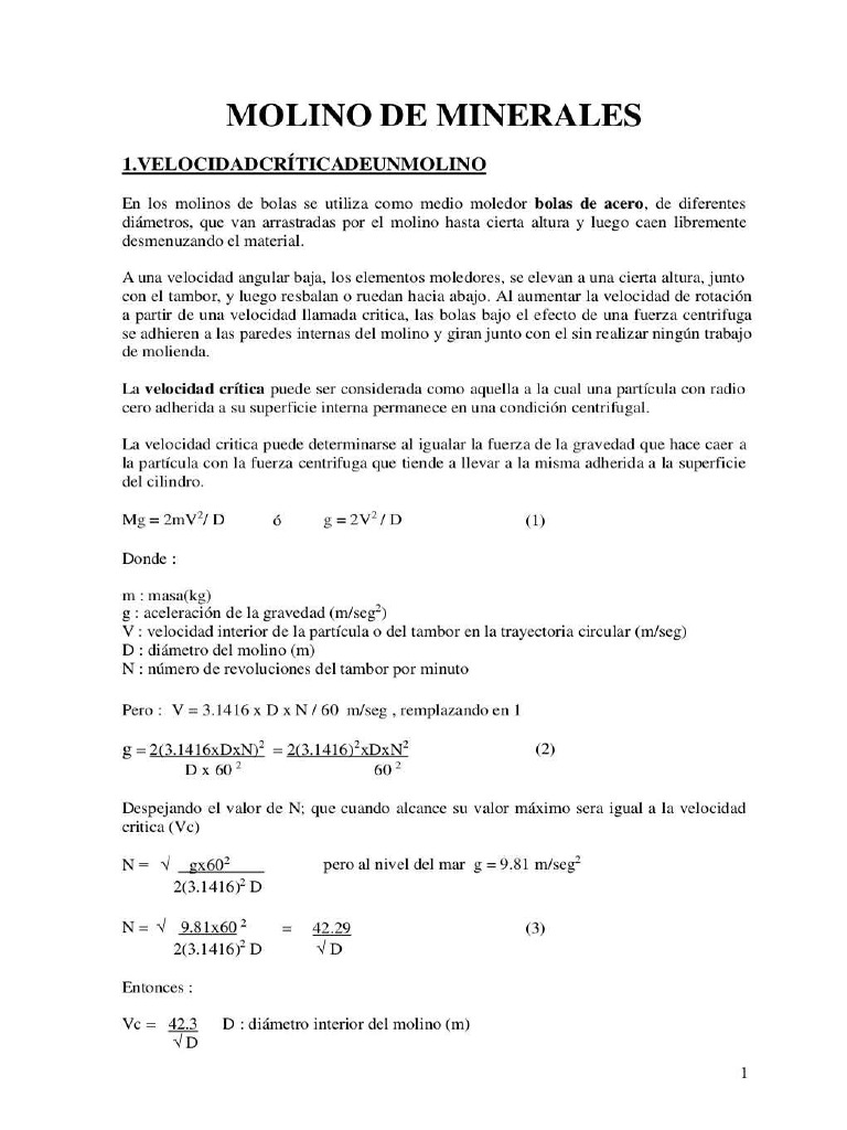 Velocidad Critica Del Molino | PDF