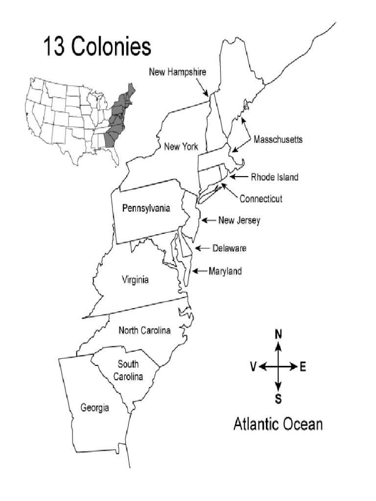 Mapa de Las Trece Colonias | PDF