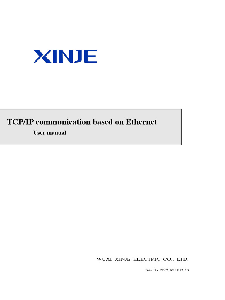 TCPIP Communication Based on Ethernet Xinje | PDF | Port (Computer Networking) | Ip Address