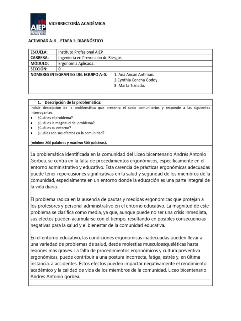 Registro Etapa I Diagnóstico 2 Pdf Factores Humanos Y Ergonomía