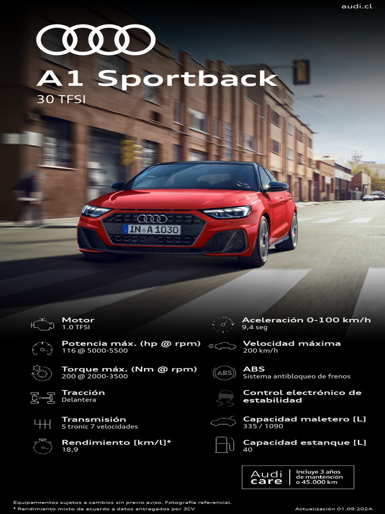 Audi A1 30 TFSI | PDF | Sistema de freno antibloqueo | Tecnología de vehículos