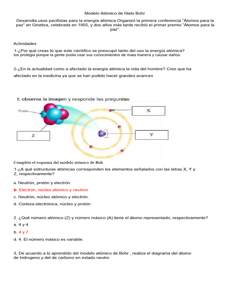 Modelo Atomico de Niels Bohr | PDF | Átomos | Electrón