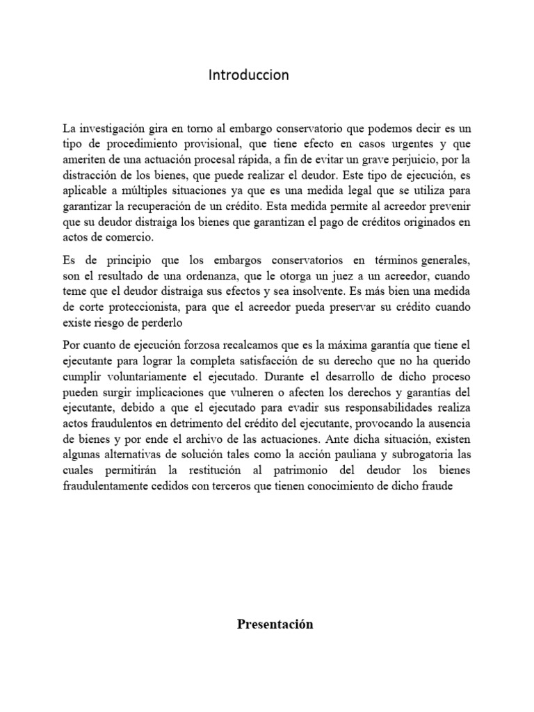 Embargo Conservatorio | PDF | Pagos | Deuda