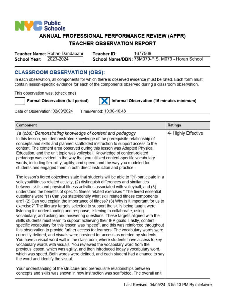 February 2024 Observation | PDF | Learning | Vocabulary